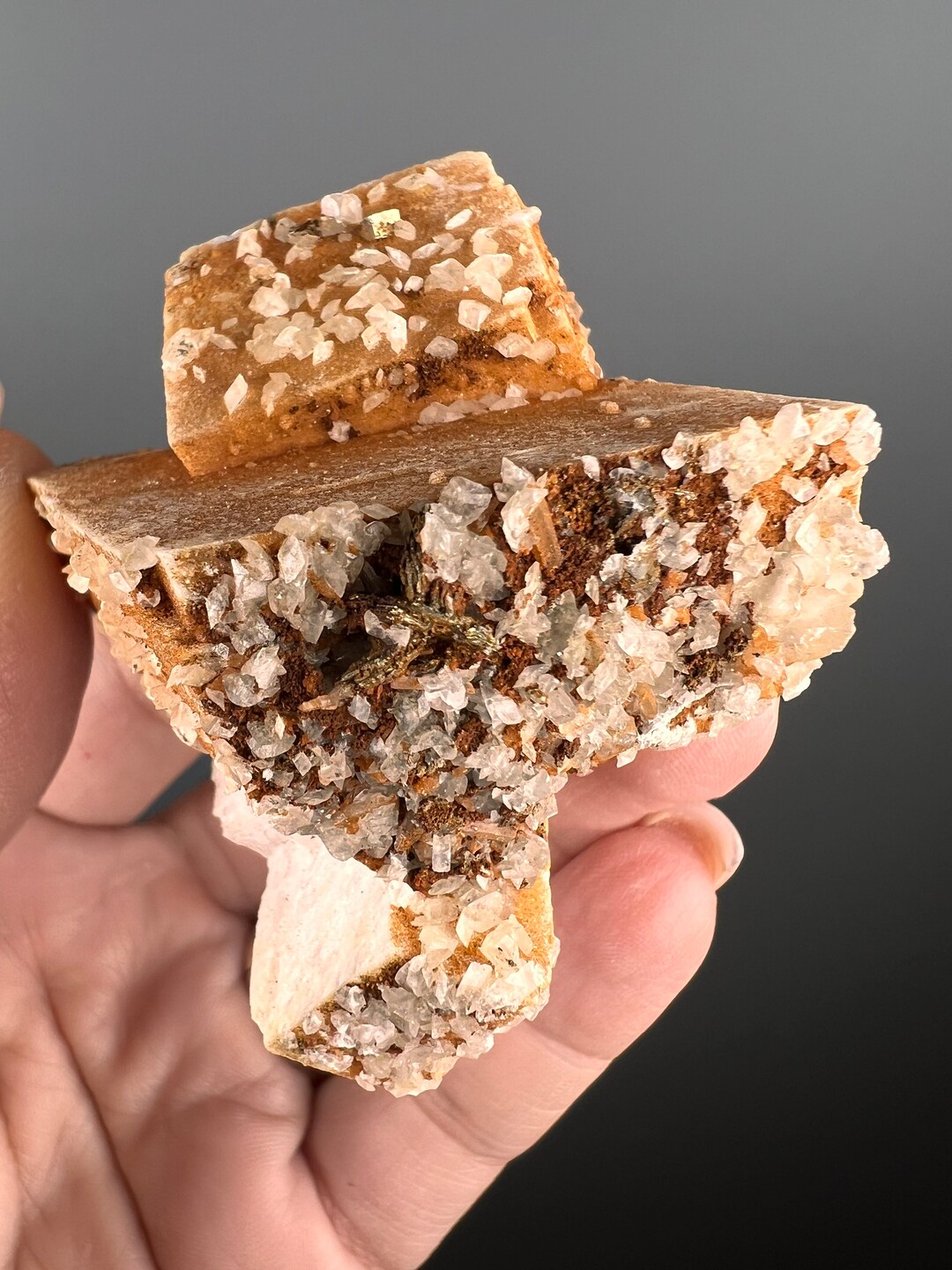 Amazing Pattern! Quartz on Octahedral Dolomite Crystal - Etsy