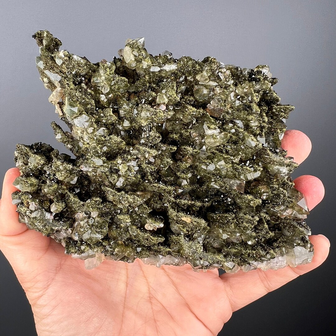 Forest Epidote With Quartz, Extra Sparkly Green Epidote With Quartz ...