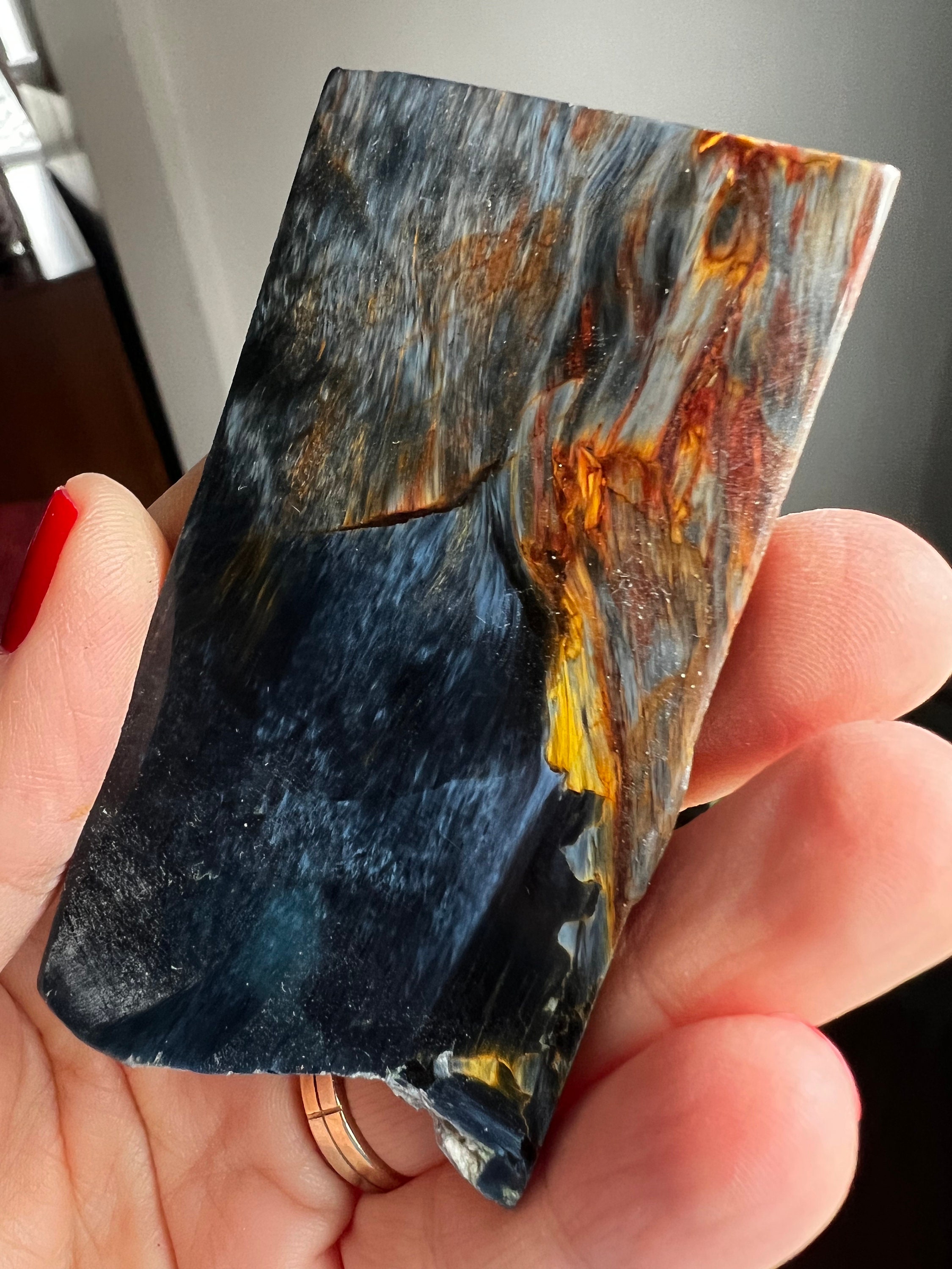 Home & Living Pietersite Slab with Green Chatoyant Colors Green ...