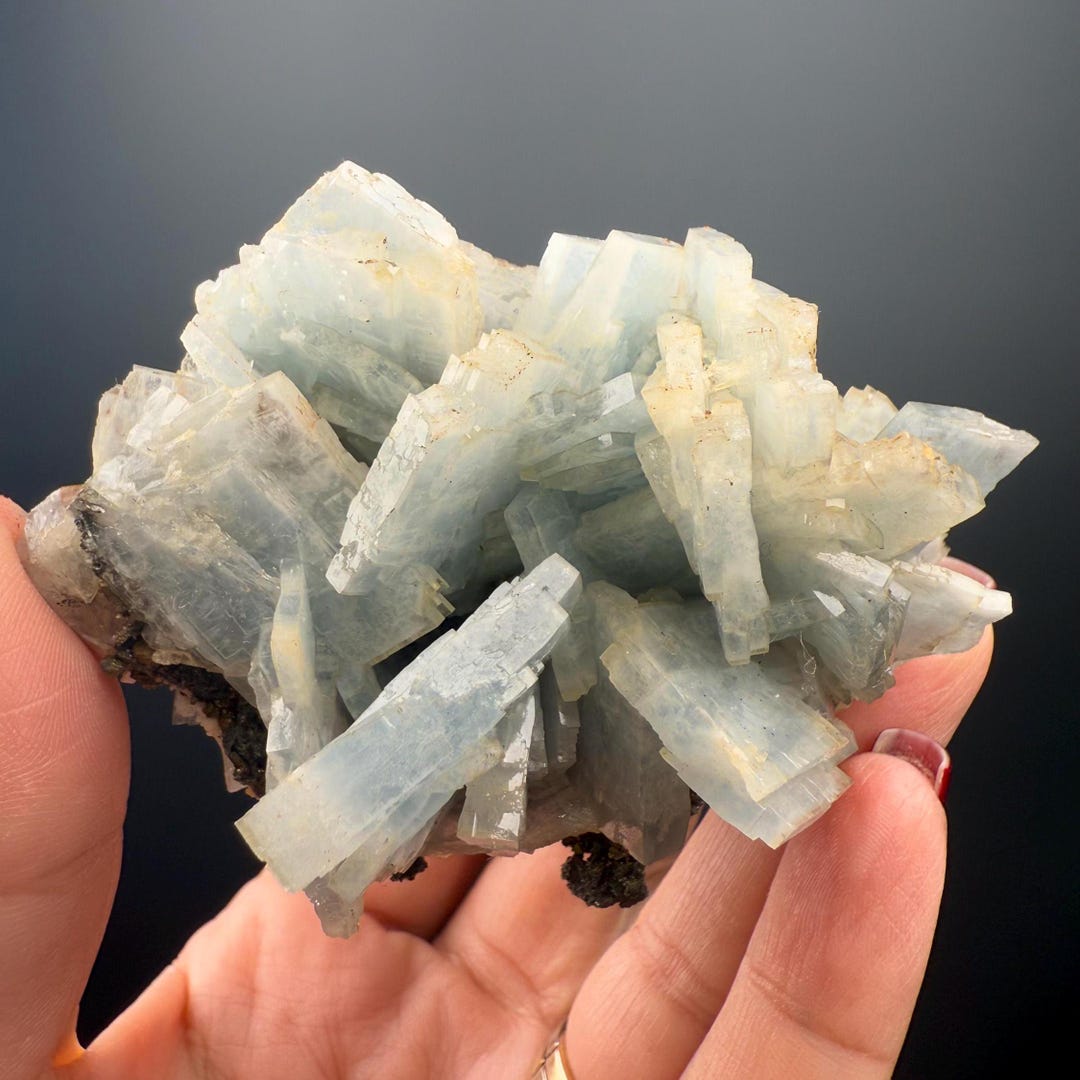 Blue Barite Crystals Cluster With Pyrite ,blue Barite - Etsy