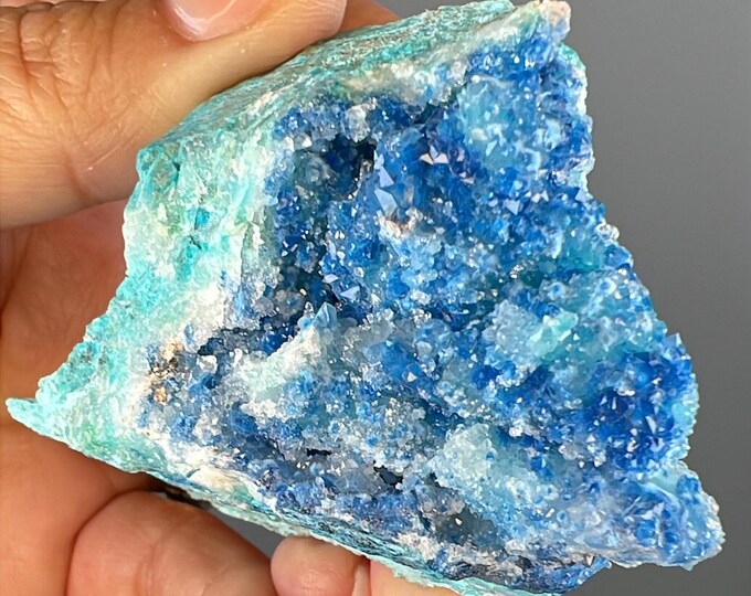 Amazing Piece! Druzy Blue Shattuckite With Quartz Crystal Specimen - Etsy