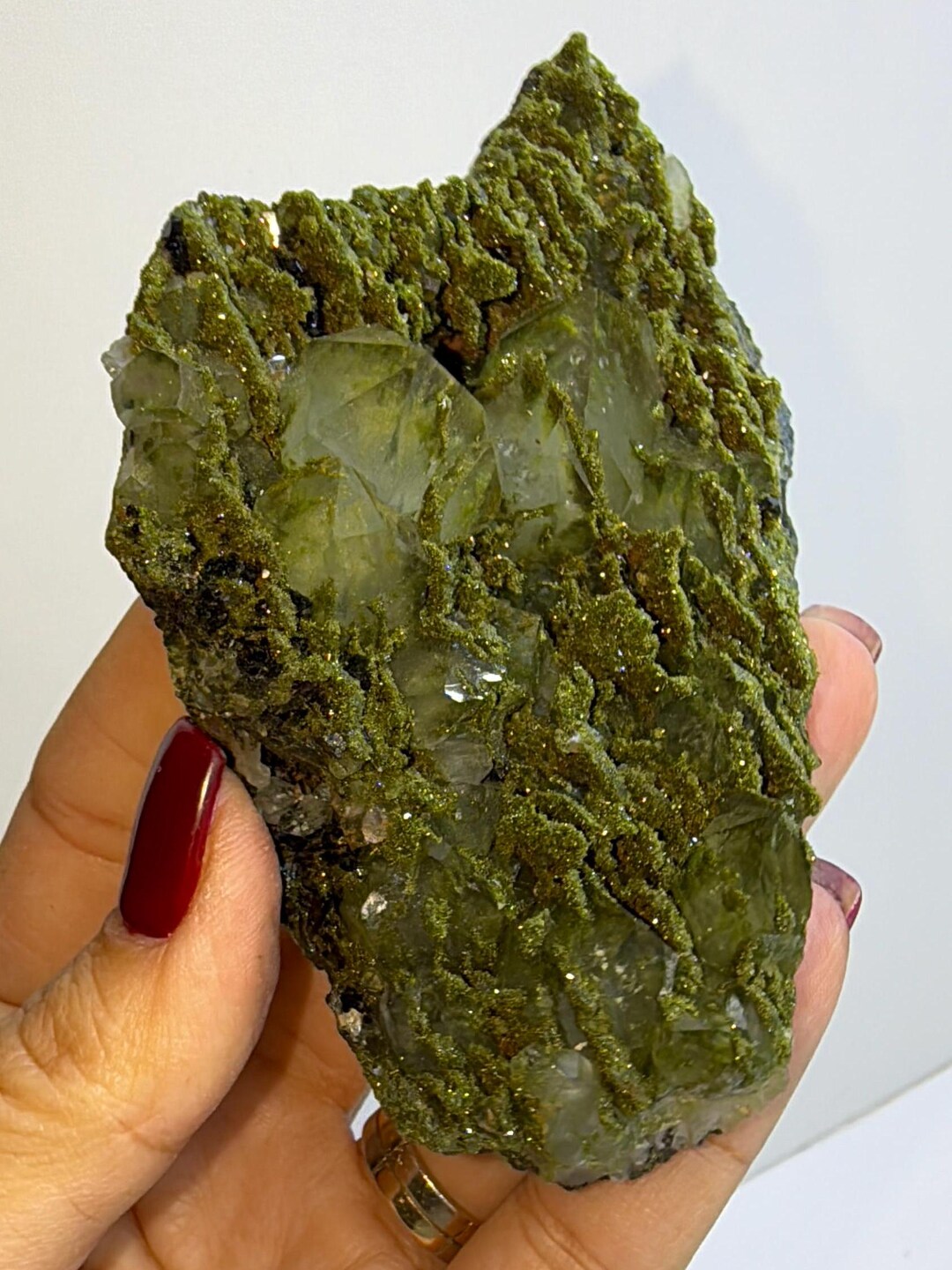 Quartz With Epidote Crystal Specimen, Epidote Quartz - Etsy
