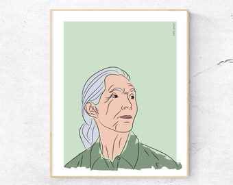 PRINTABLE Jane Goodall Illustration Art Print Digital Download - Etsy