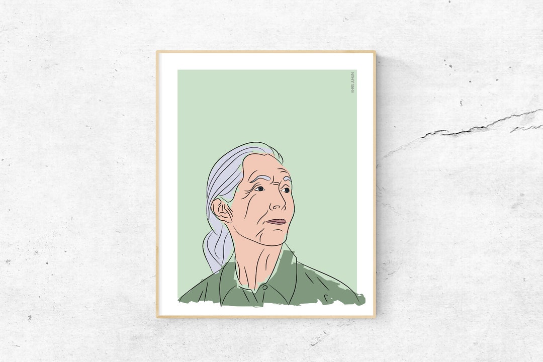 Printable Jane Goodall Portrait Art Print Poster Digital Instant ...