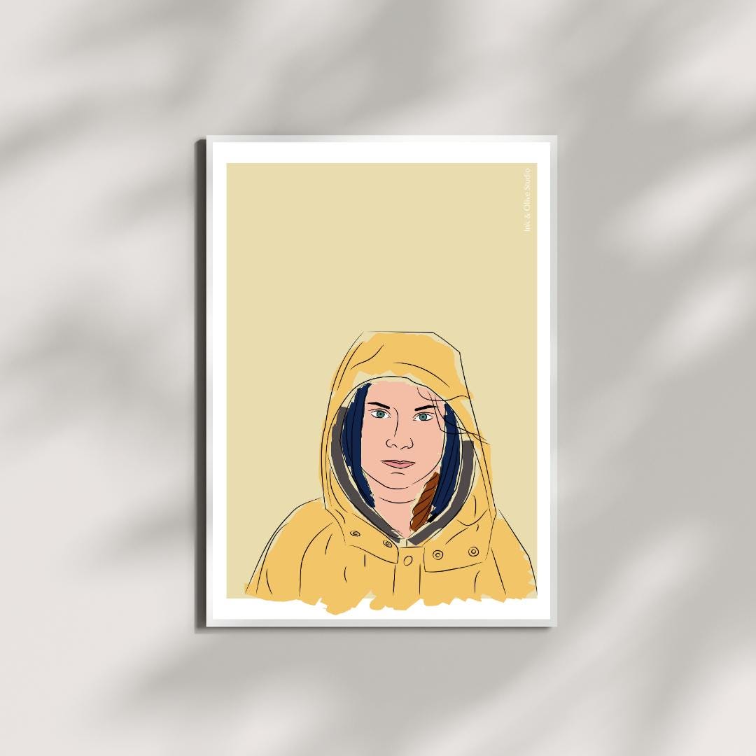 Greta Thunberg Portrait - Climate Activist Wall Art - Minimalist Female ...