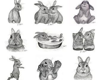 Rabbit Note Cards - Etsy