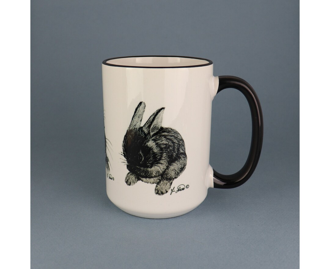 Adorable Bunny Sketches, Bunny Mug, Rabbit Mug, Cute Rabbit Drawing ...