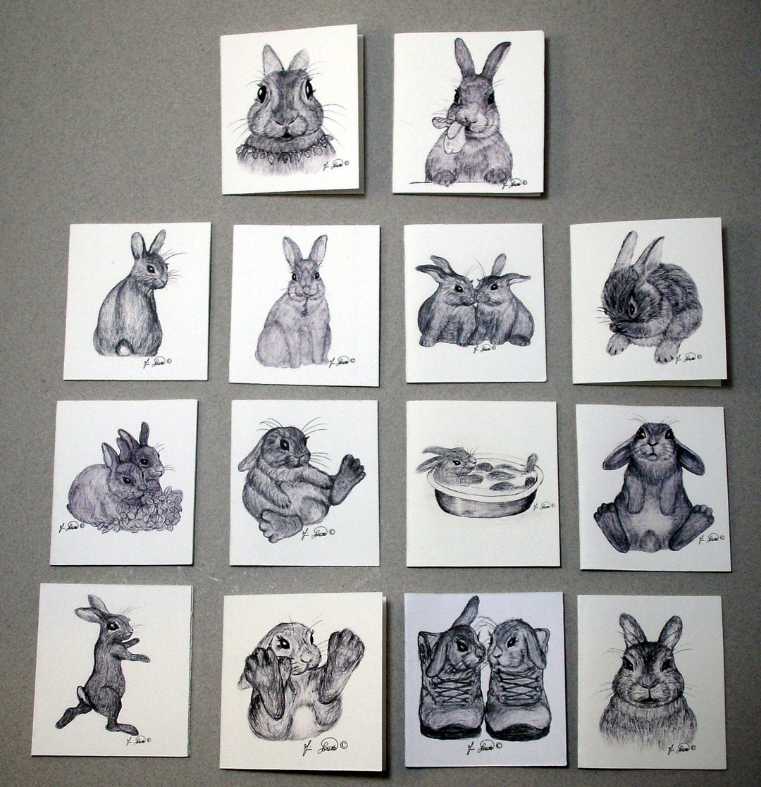 14 Gift Tags, Cute Bunny Art, Bunny Gift Tag, Print of Original Art ...