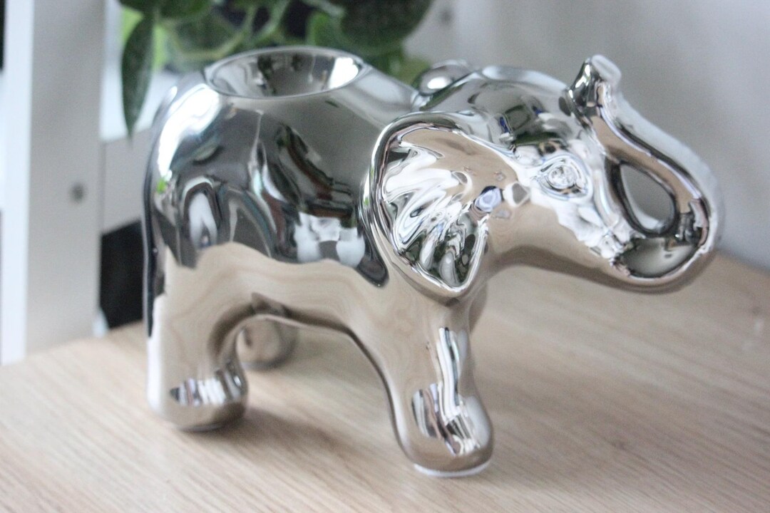 Large Elephant Ceramic Wax Melter Chrome - Etsy