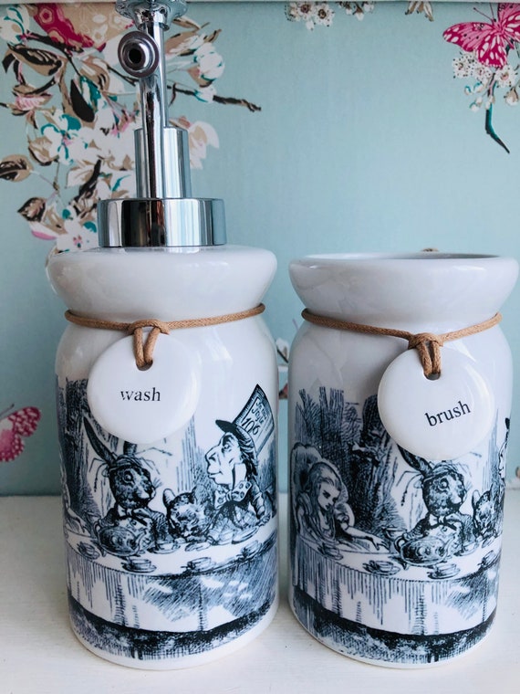 Alice in Wonderland Soap Dispenser Alice Bathroom Gift Set | Etsy