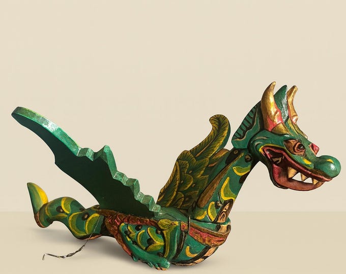 Hanging Flying Wooden Dragon Mobile Green - Etsy