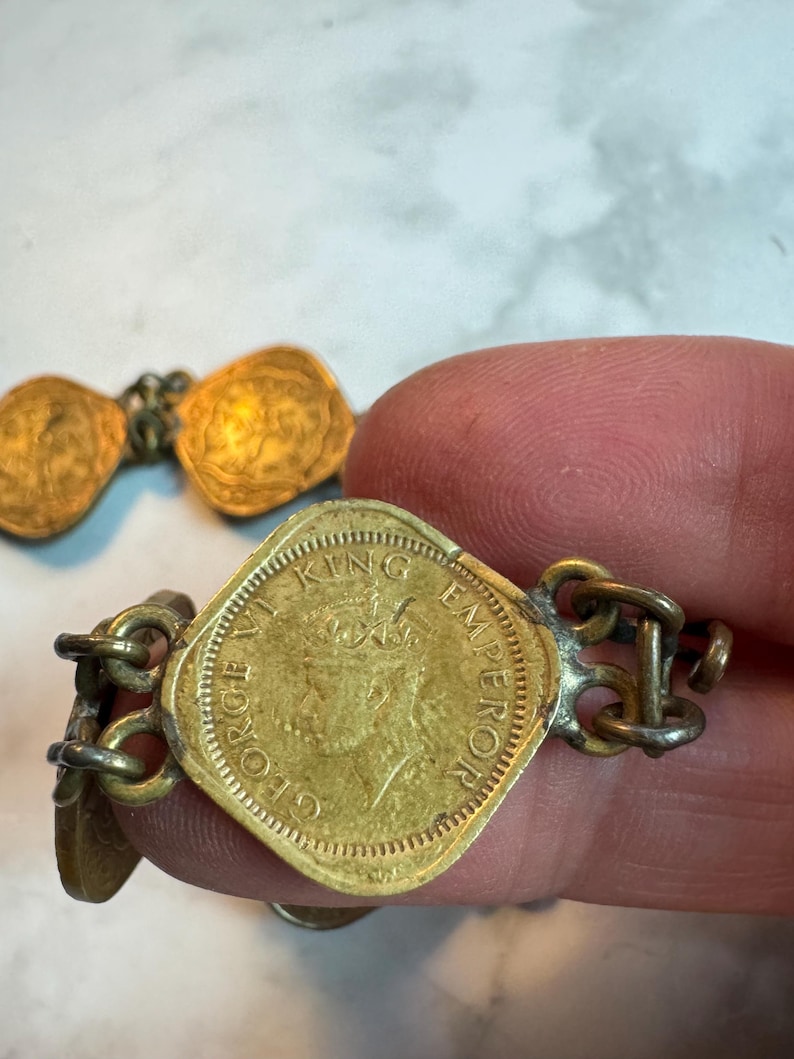 Vintage Anna Coin Bracelet King George V1 Reign Scalloped Indian Anna ...