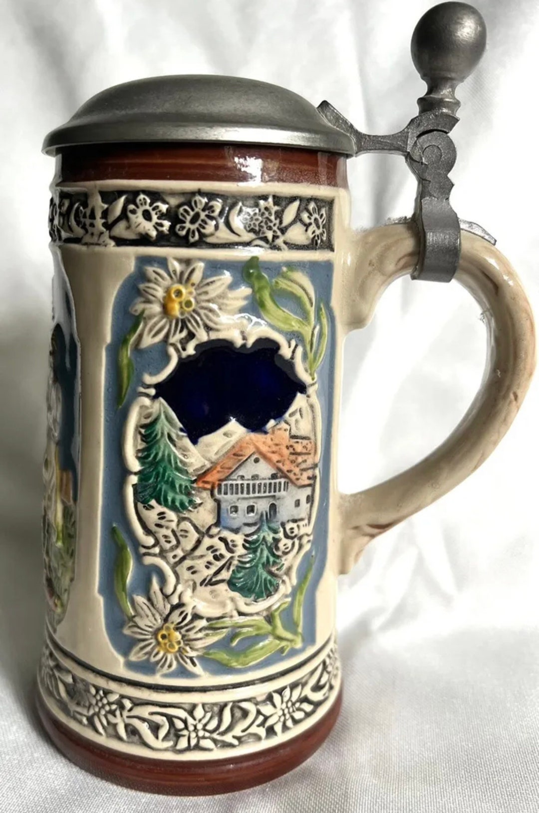 Vintage German Stoneware Beer Stein With Lid - Etsy