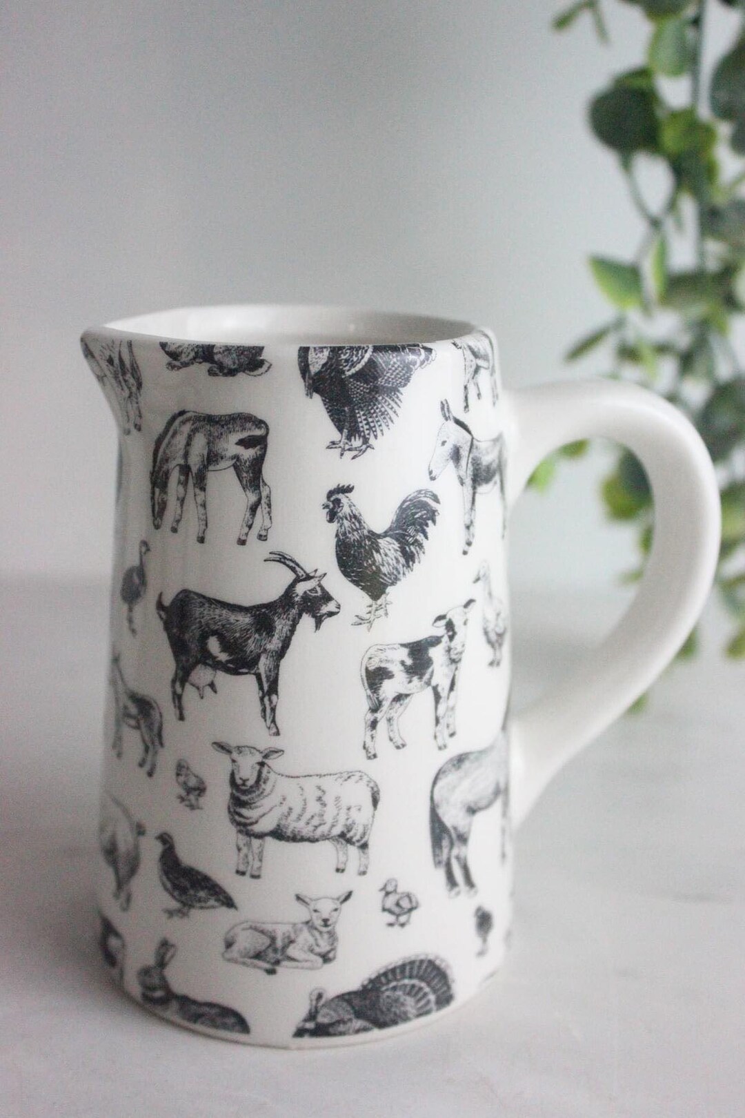 Farm Animal Pattern Mug, Farmhouse Style Creamer, Farm Animal Kitchen ...