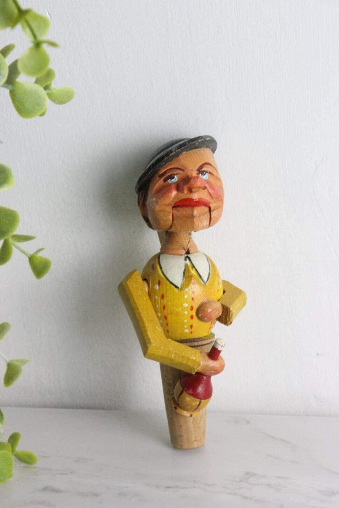 ANRI Hand Carved Wood Mechanical Man Drinking Cork Bottle - Etsy