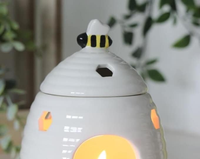 White Beehive Oil Burner, Bee Wax Burner, Bee Home Accessory, Bee Home ...