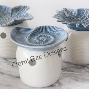 Blue Ceramic Shell Wax Burner, Nautical Tea Light Holder, Free Uk ...