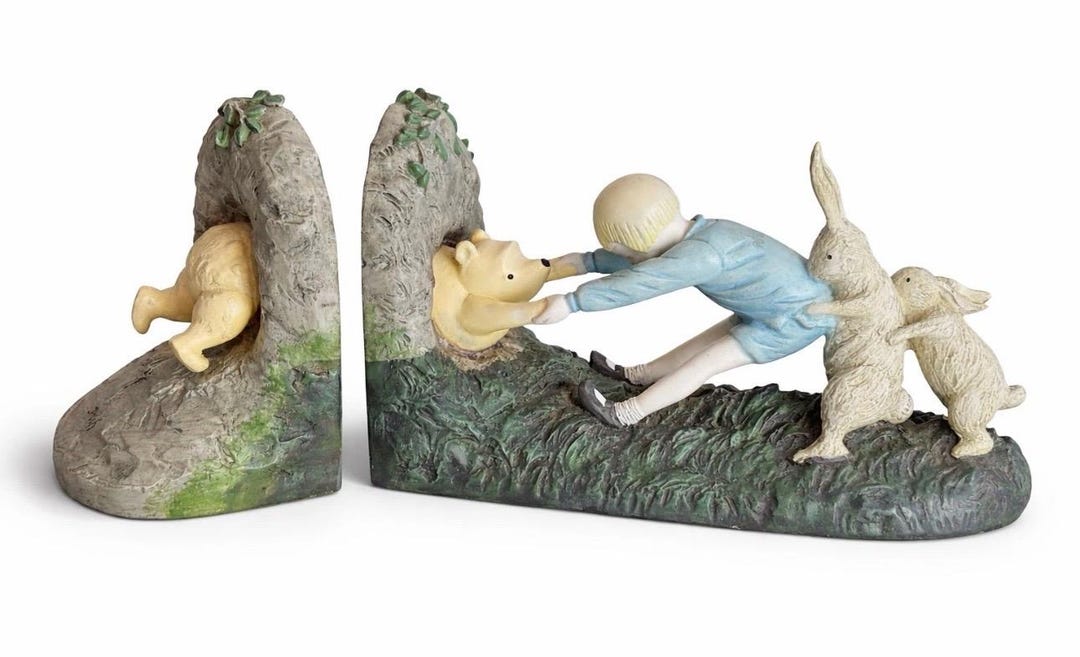 Disney Winnie the Pooh & Christopher Robin Bookends Rabbit - Etsy