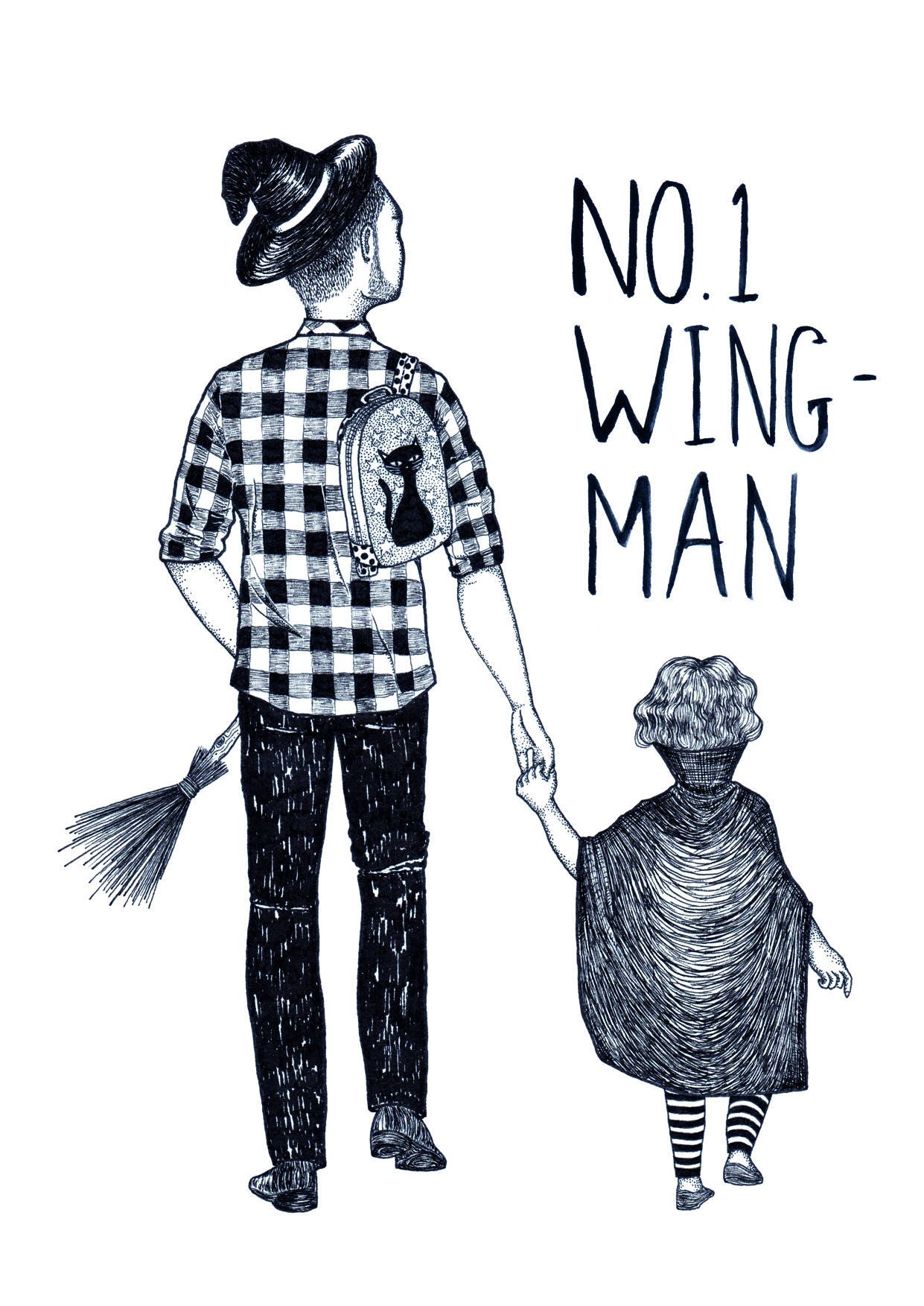 Father's Day. Witch Costume Card. Risograph Card. Card for - Etsy