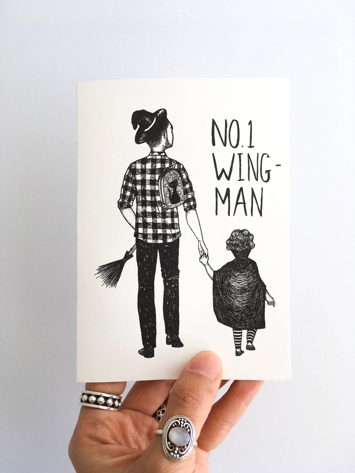 Father's Day. Witch Costume Card. Risograph Card. Card for - Etsy