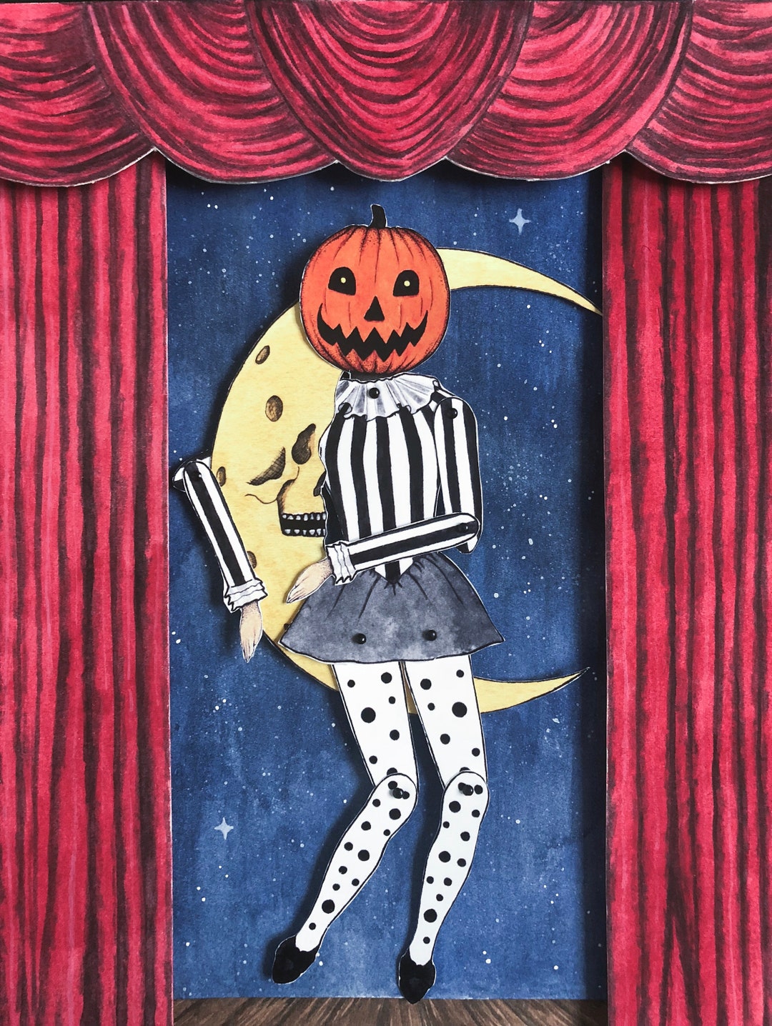 Printable Halloween Pumpkin Clown Circus Girl Paper Doll. Printable ...