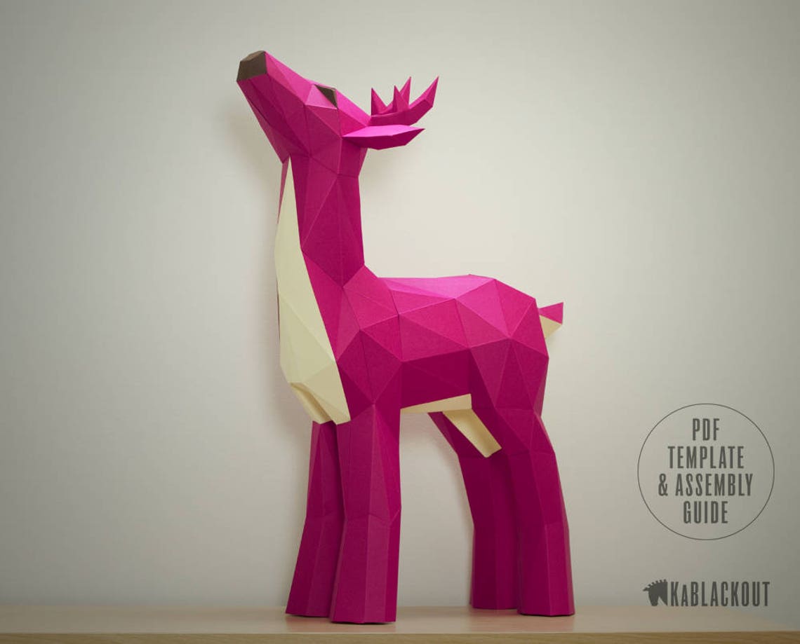 Deer Papercraft Papercraft Deer DIY Deer Low Poly Deer - Etsy Denmark