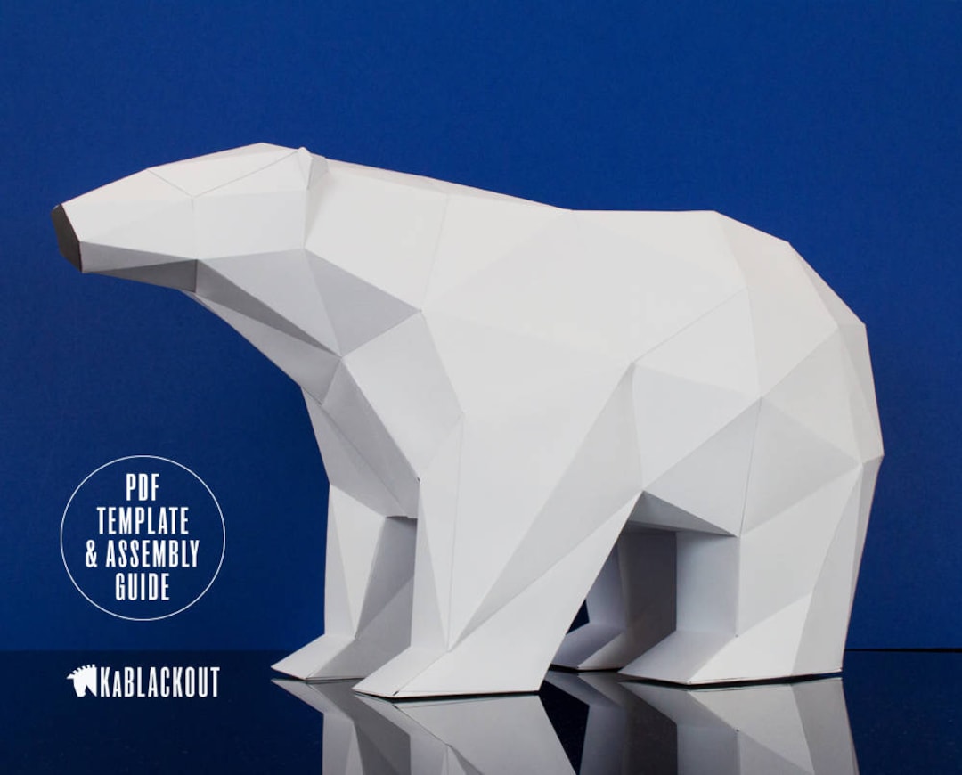 Polar Bear Papercraft, Papercraft Bear, Low Poly Polar Bear, DIY Polar ...