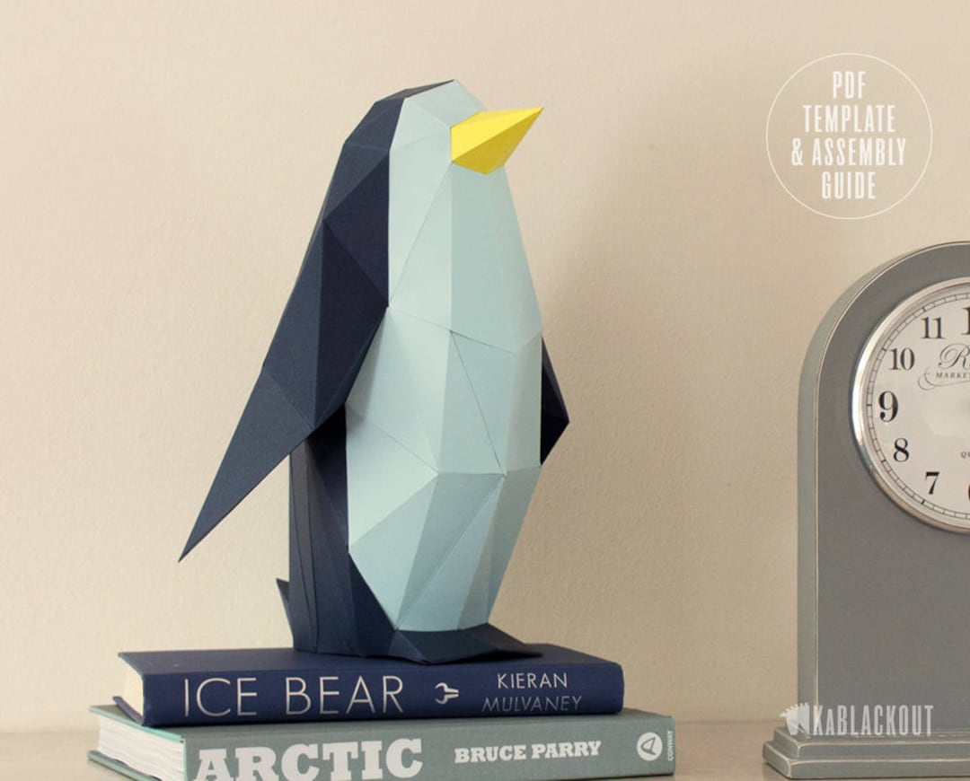 Penguin Papercraft Template, DIY Paper Penguin, Low Poly Penguin ...