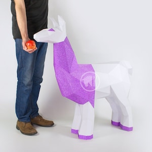 XL Llama Papercraft Template, PDF Printable Llama Pattern, DIY Low Poly ...