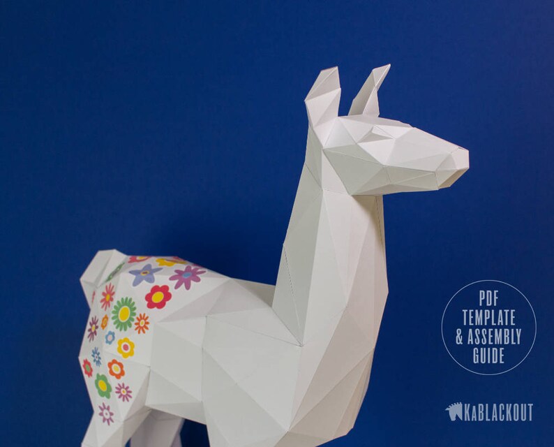 Llama Template, Llama Papercraft Pattern, DIY Low Poly Printable Paper ...
