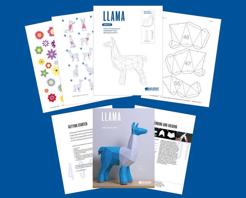 Llama Template Llama Papercraft Pattern DIY Low Poly | Etsy