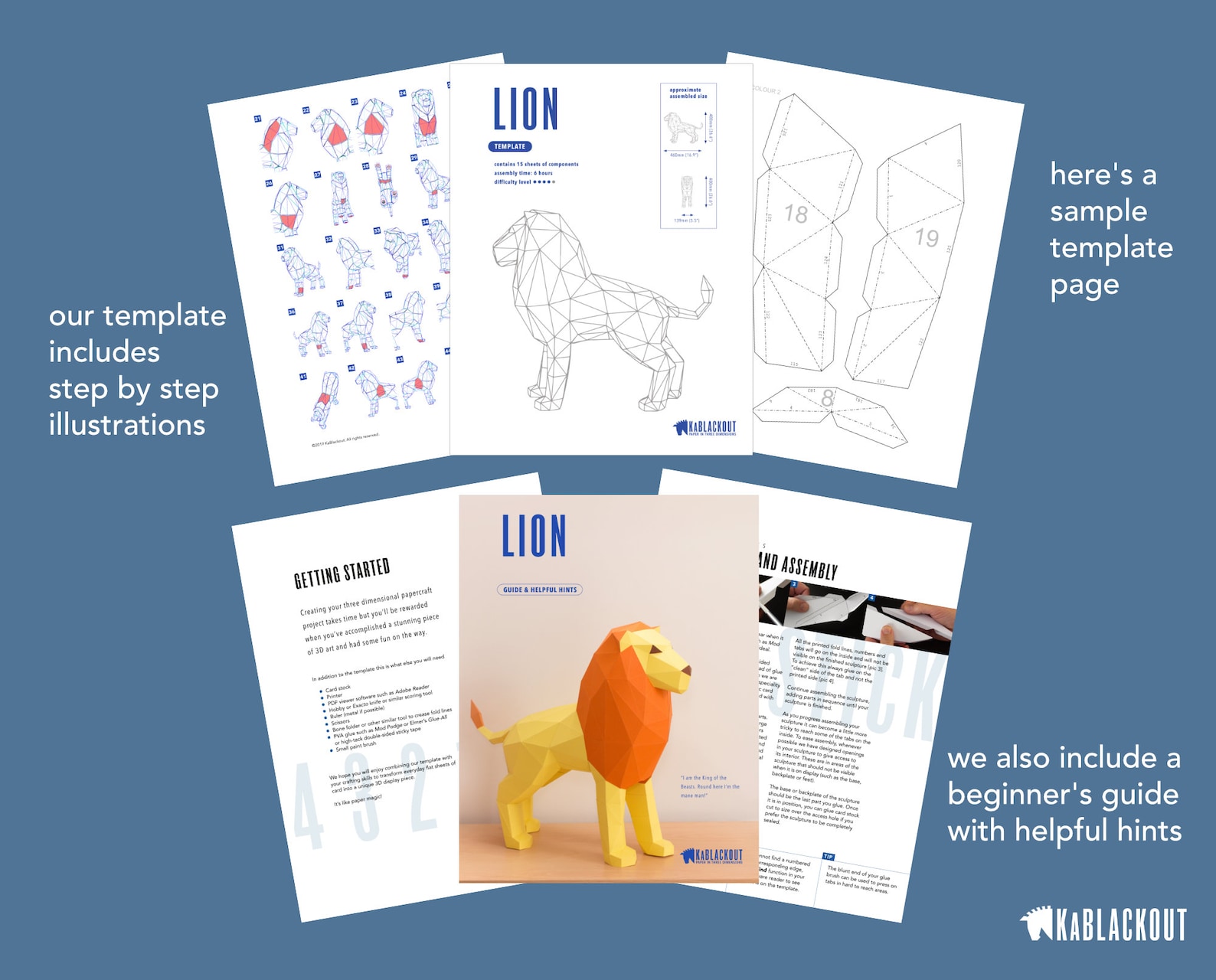 Lion Papercraft Template Papercraft Lion 3D Paper Lion - Etsy