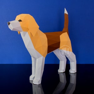 Beagle Papercraft Template, Papercraft Dog, DIY Beagle, Origami Dog ...
