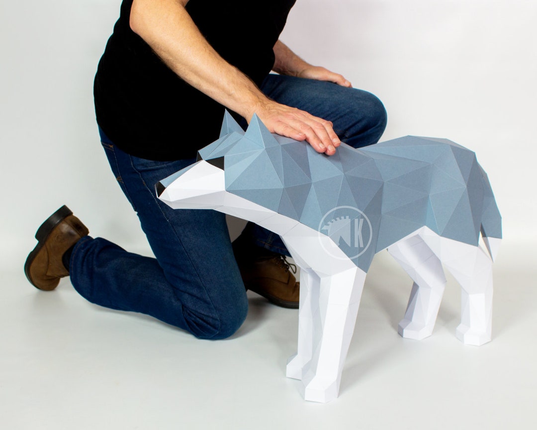 Wolf Papercraft Template, DIY Wolf Pattern, Low Poly Wolf Paper Craft ...