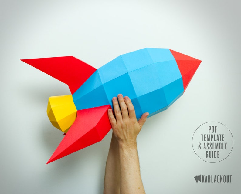 XL Rocket Template 3D Papercraft Rocket Low Poly Rocket DIY - Etsy