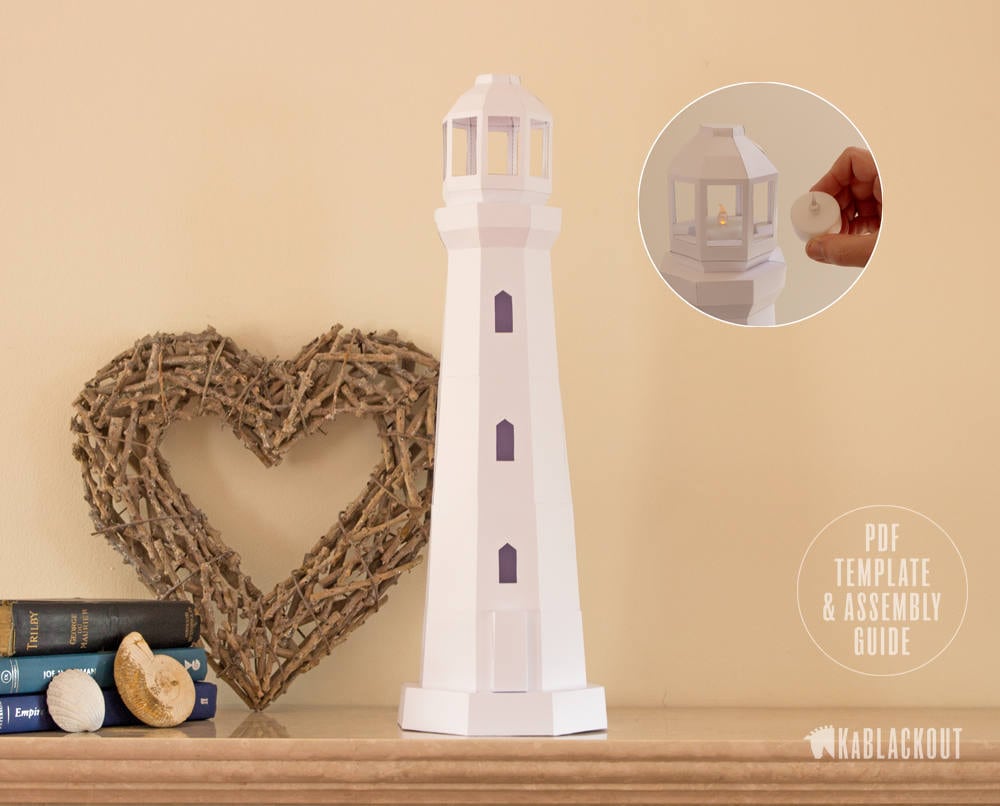 Lighthouse Papercraft Low Poly Lighthouse Template DIY Tea - Etsy UK