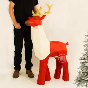Deer Papercraft Bundle, Papercraft Deer Templates, Papercraft 3D, Low ...