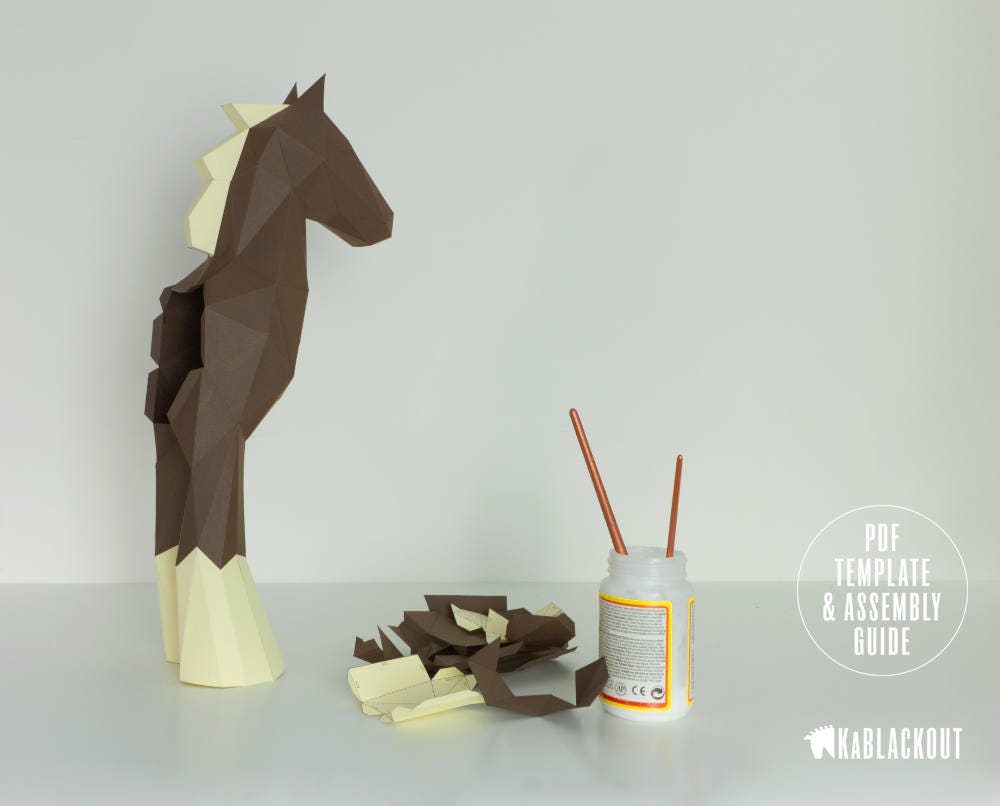Papercraft Horse Template, DIY Horse Papercraft, Low Poly Horse ...