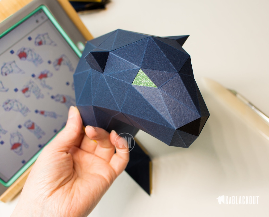 Panther Papercraft Template Papercraft Panther Polygonal | Etsy