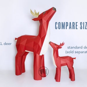 Deer Papercraft Template, Printable PDF Reindeer Pattern, Low Poly ...