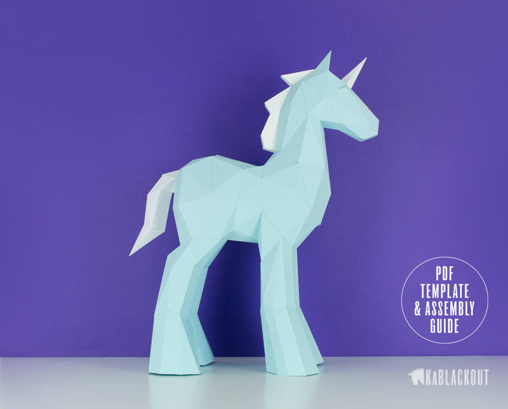 Papercraft Unicorn Template DIY Unicorn Papercraft Low Poly - Etsy Denmark