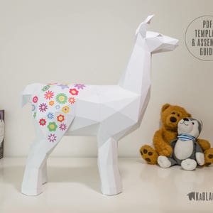 Llama Template, Llama Papercraft Pattern, DIY Low Poly Printable Paper ...