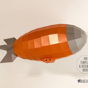 Low Poly Airship, Steampunk Airship, Airship Papercraft, Paper Model ...