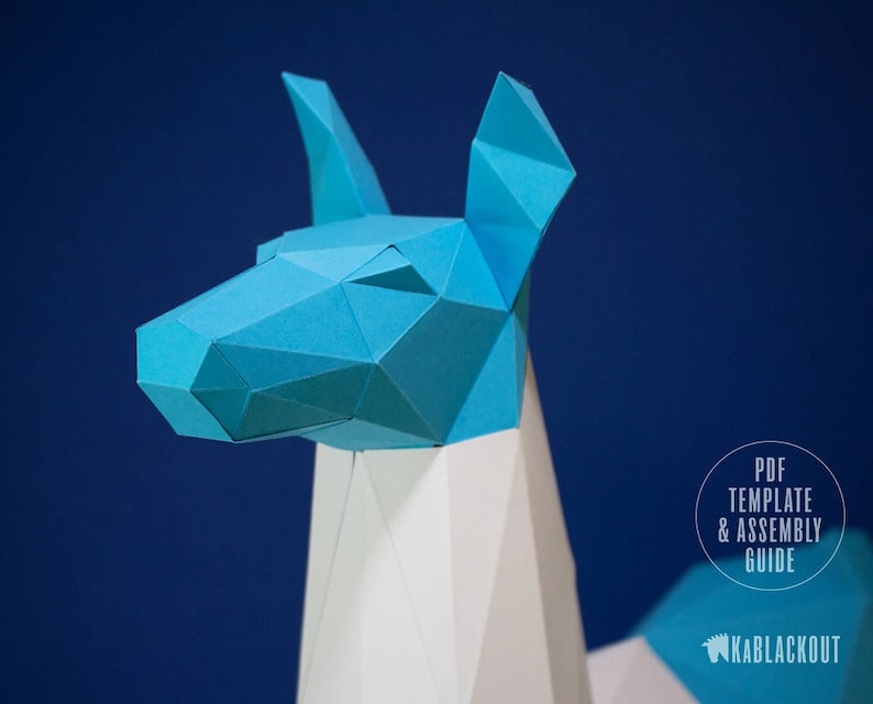 Llama Template, Llama Papercraft Pattern, DIY Low Poly Printable Paper ...