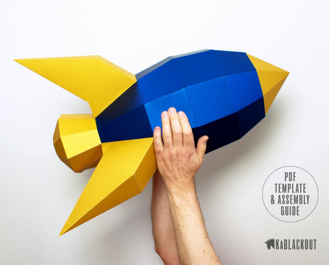 XL Rocket Template, 3D Papercraft Rocket, Low Poly Rocket, DIY Paper ...