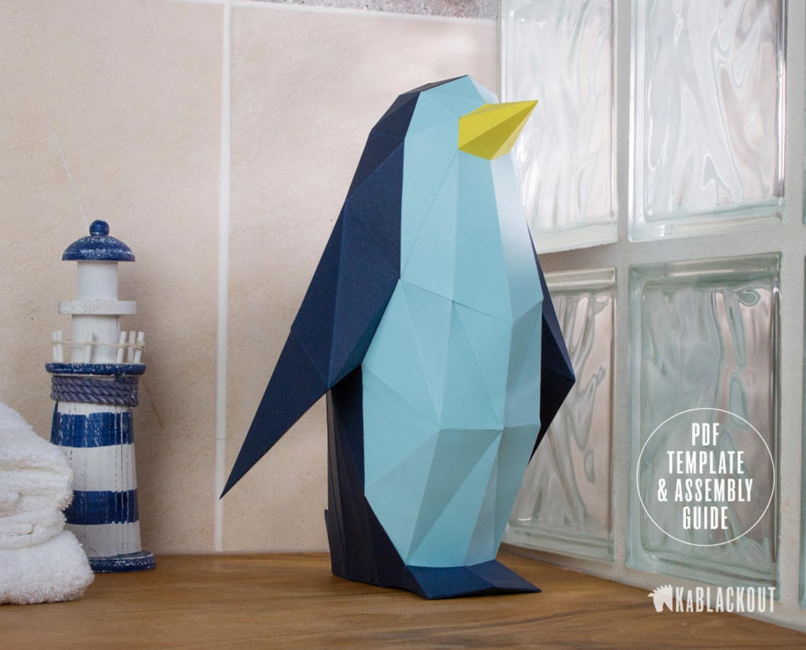 Penguin Papercraft Template DIY Paper Penguin Low Poly - Etsy