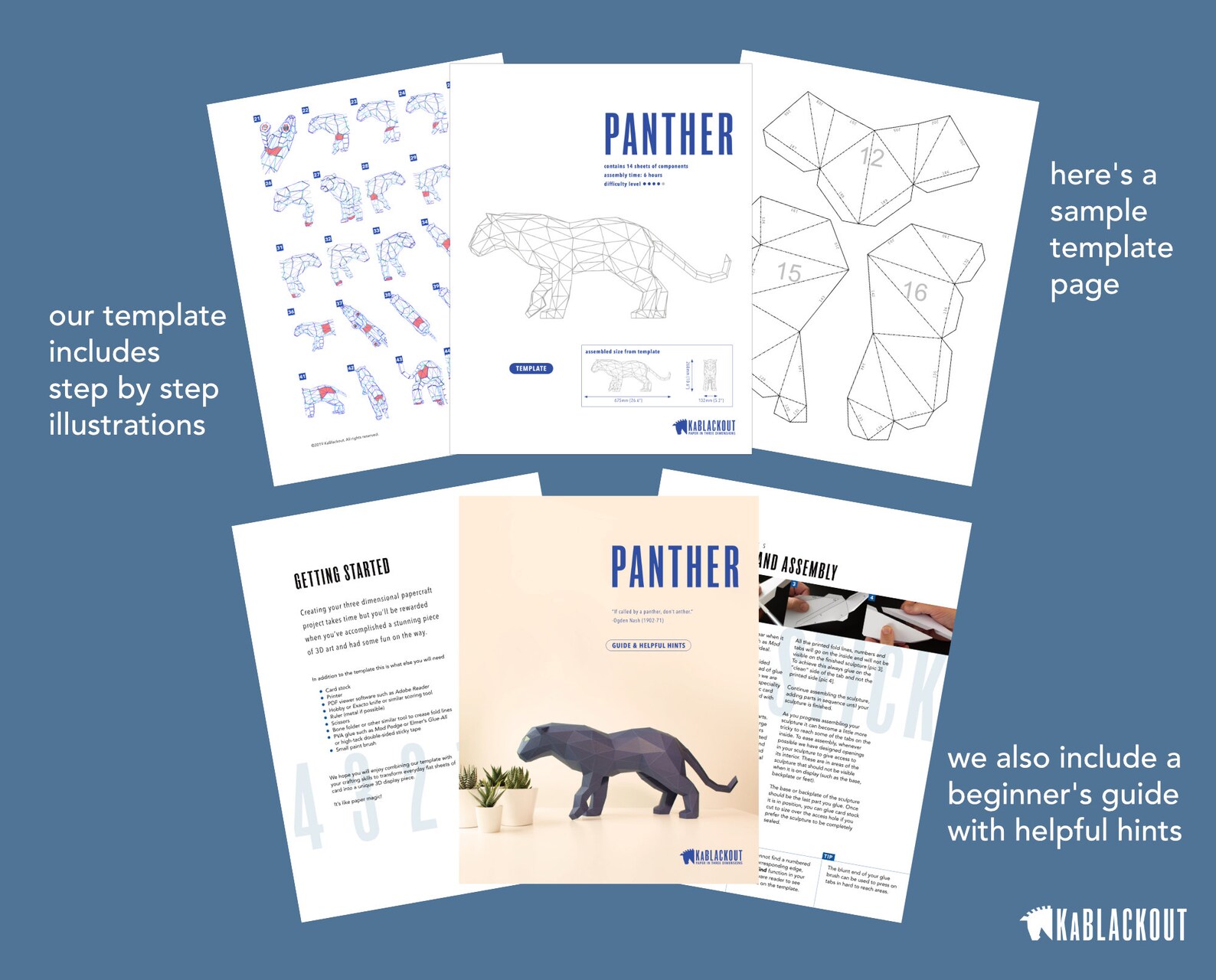 Panther Papercraft Template Papercraft Panther Polygonal | Etsy