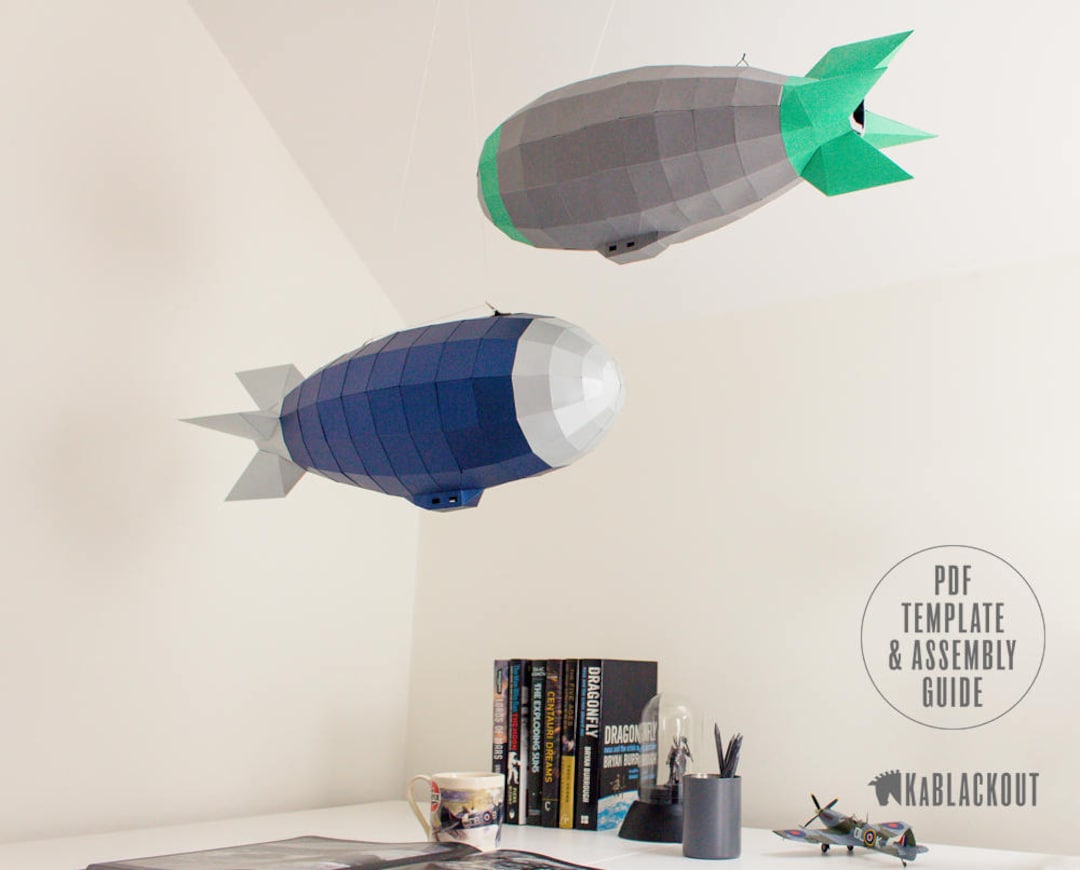 Low Poly Airship, Steampunk Airship, Airship Papercraft, Paper Model ...