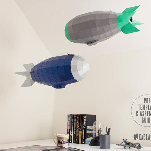 Low Poly Airship Steampunk Airship Airship Papercraft Paper - Etsy