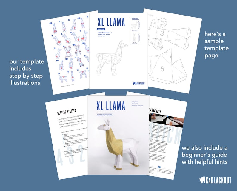 XL Llama Papercraft Template PDF Printable Llama Pattern DIY | Etsy